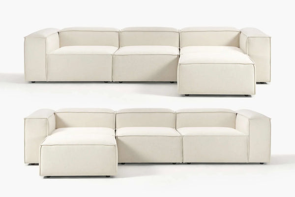Russo Modern Minimalist 4-Piece Modular Deep Chaise Sofa - Left and Ri ...