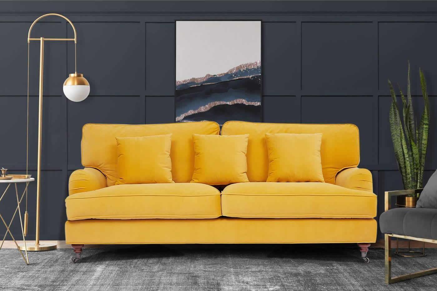 Abbie Classic English Sofa With High Back and Feather Seats – Daia Home