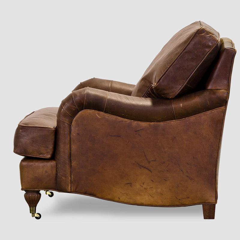 Abbie Vintage Leather Sofa With High Back and Feather Seats – Daia Home