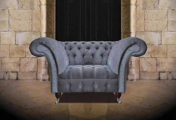 Mayfair Chesterfield Armchair With Deep Buttons & Sweeping Scroll Arms ...